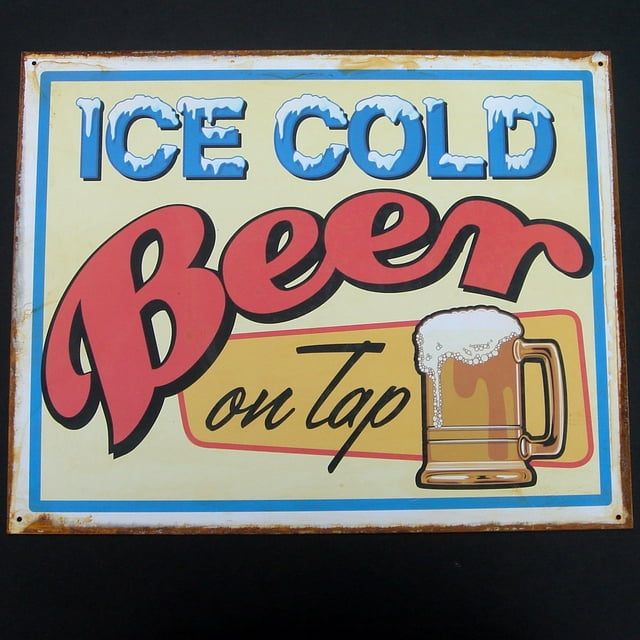 Vintage Tin Metal Ice Cold Beer On Tap Sign Retro Home Bar/Pub/Tavern ...
