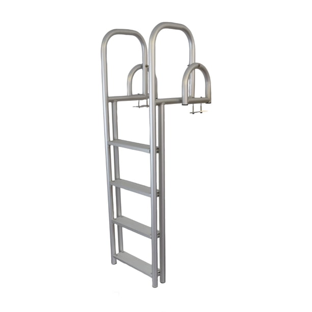 4-Step Heavy Duty Anodized Aluminum Dock Ladder with Flip-Up Kit ...