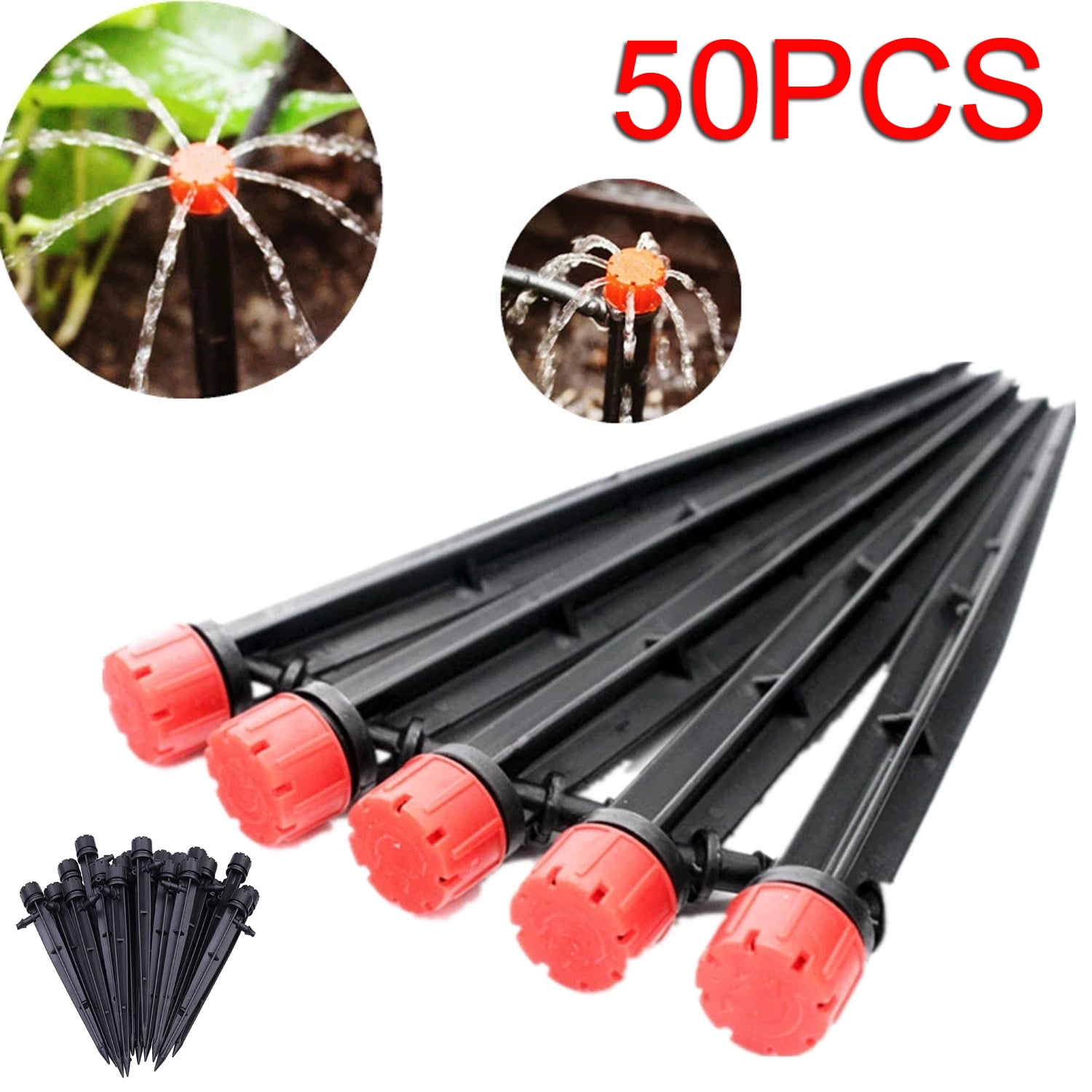 50pcs 360 Degree Adjustable Emitter Stake Micro Drip Irrigation Bubbler ...