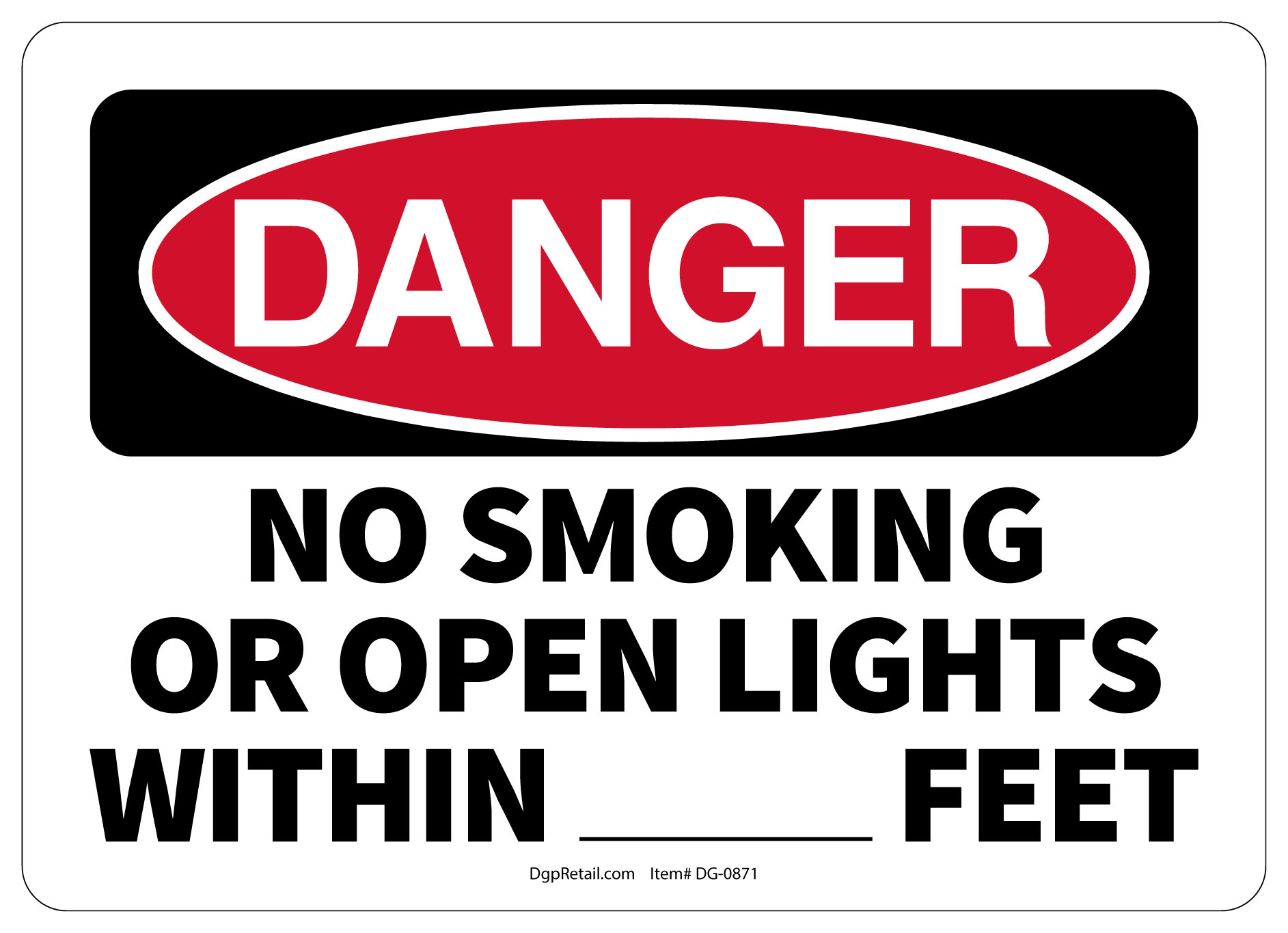 OSHA DANGER SAFETY SIGN NO SMOKING OR OPEN LIGHTS WITHIN FEET - Walmart.com
