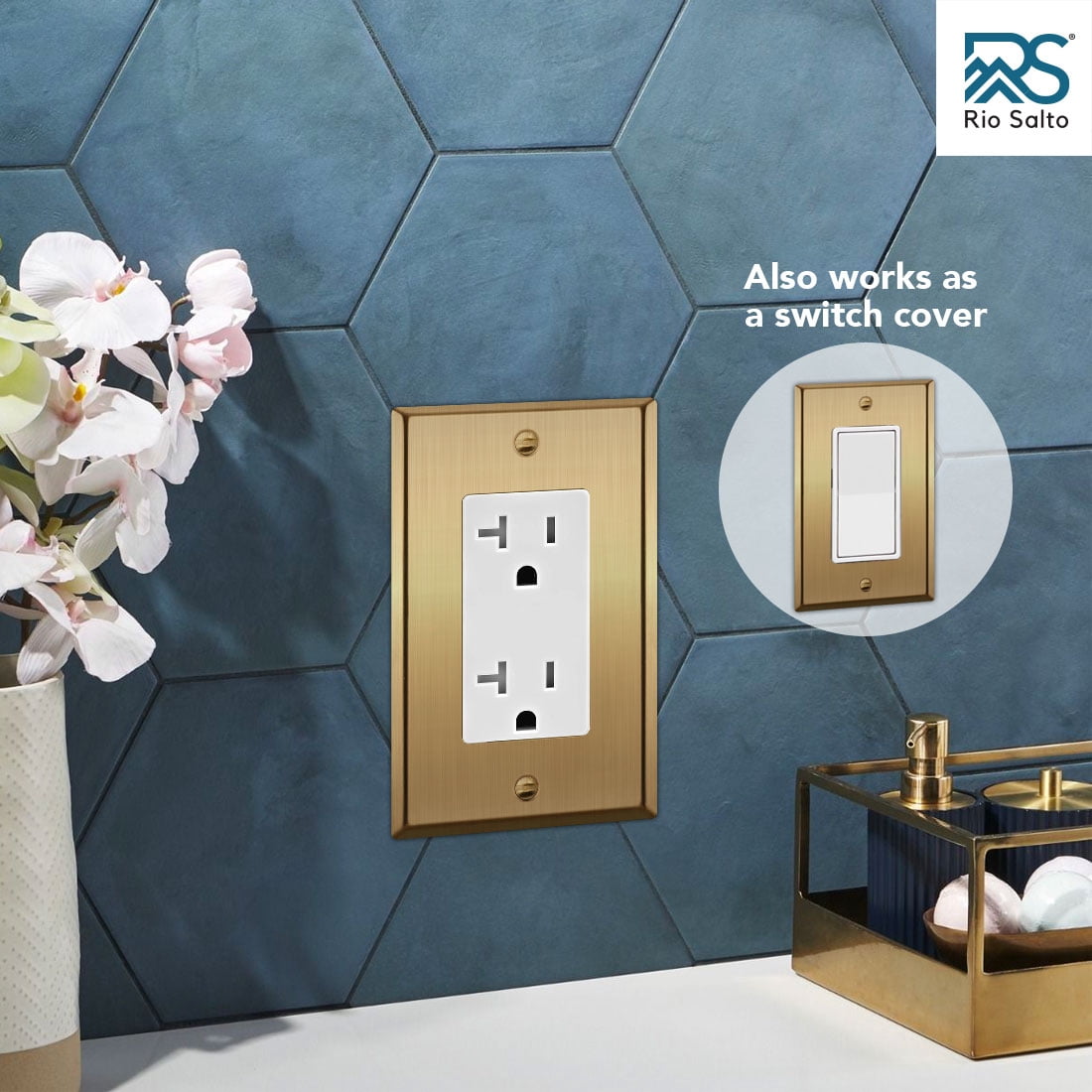 Duplex Outlet Covers Rio Salto Sunken Pearls Vibrant Yellow Gold Outlet ...