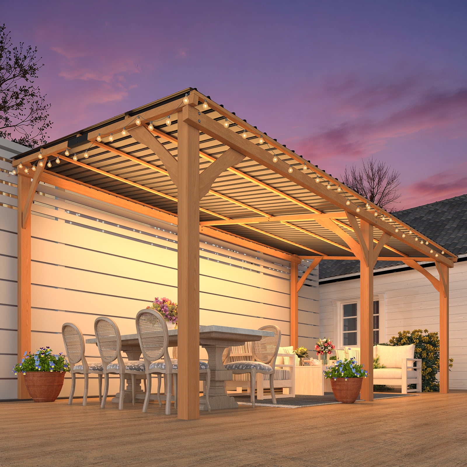 Click here for Yodolla 16 X 10 Wall-Mounted Outdoor Wood Gazebo... prices