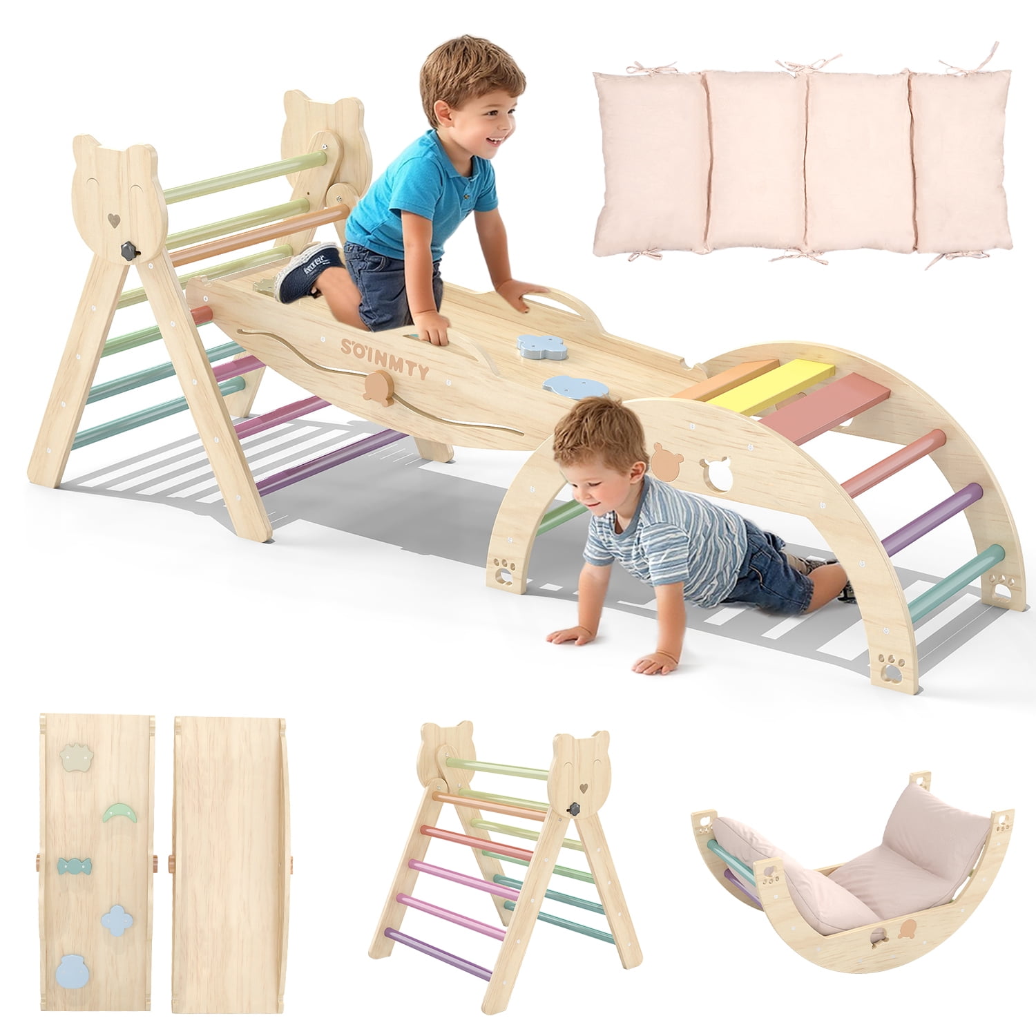 Click here for Foowin 8 In 1 Foldable Wooden Pikler Triangle Clim... prices