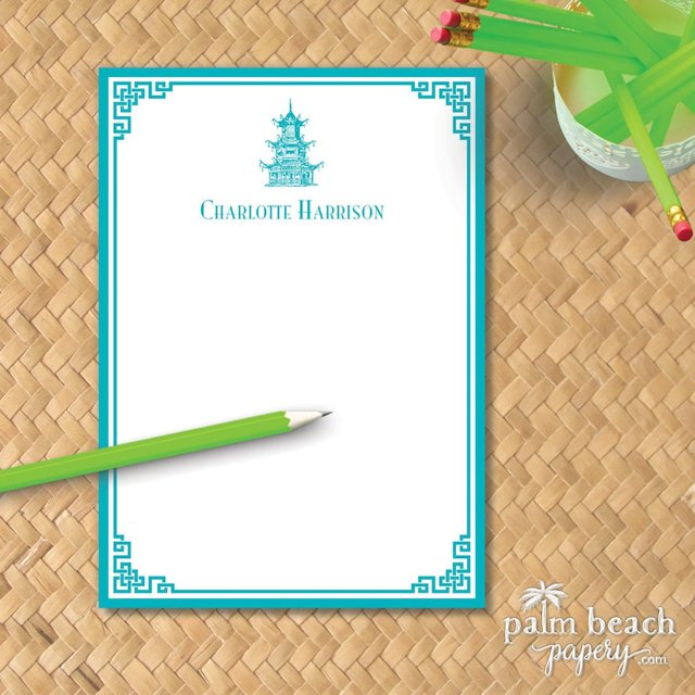 Chinoiserie 5x7 Notepad - 50 or 100 Sheets - Personalized Pagoda ...