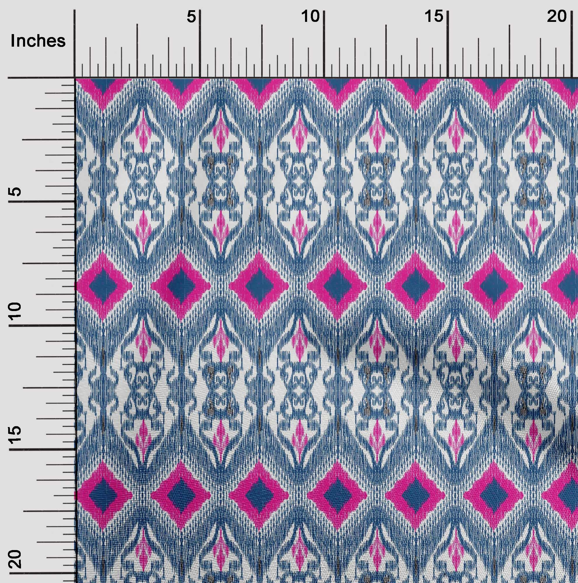 oneOone Cotton Silk Fabric Geometric Ikat Print Fabric By The Yard 42 ...