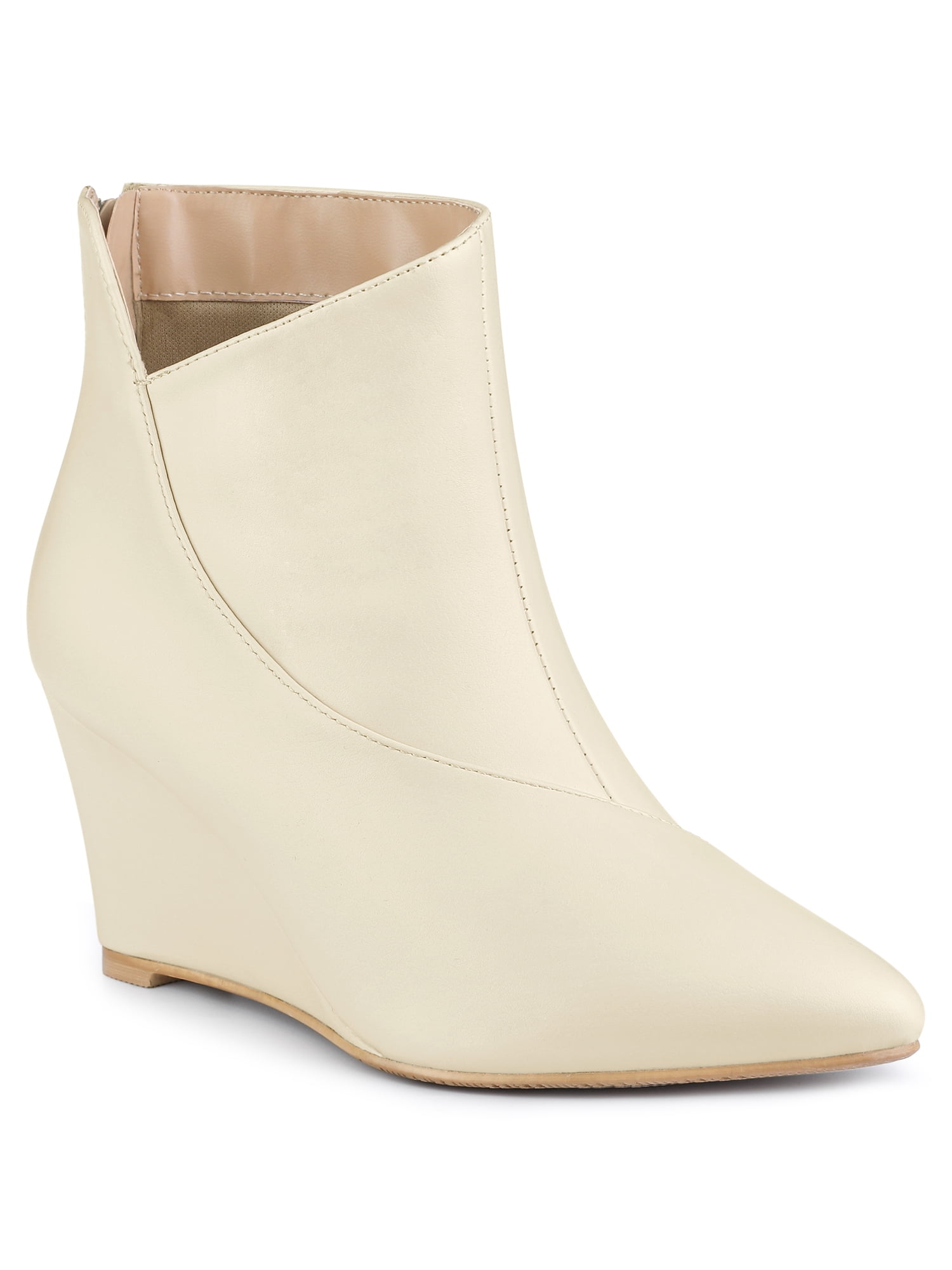 Allegra K Women's Pointed Toe Zip Up Wedge Heel Ankle Booties - Walmart.com