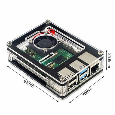 Acrylic Case for Raspberry Pi with Cooling Fan Heatsinks 9 Layer Transparent Acrylic Shell for ...