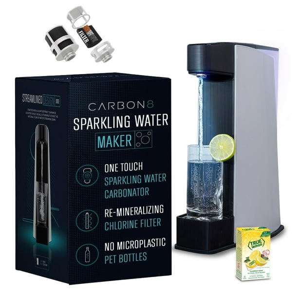 Carbon8 Sparkling Water Maker Machine - Home Soda Stream Machine, Screw-In CO2 Carbonator ...