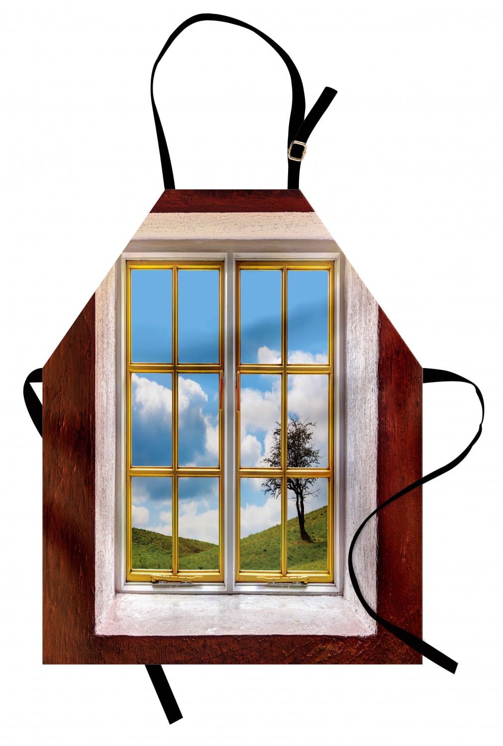 Rustic Apron Meadow Grass with Tree through Window Countryside Rural ...