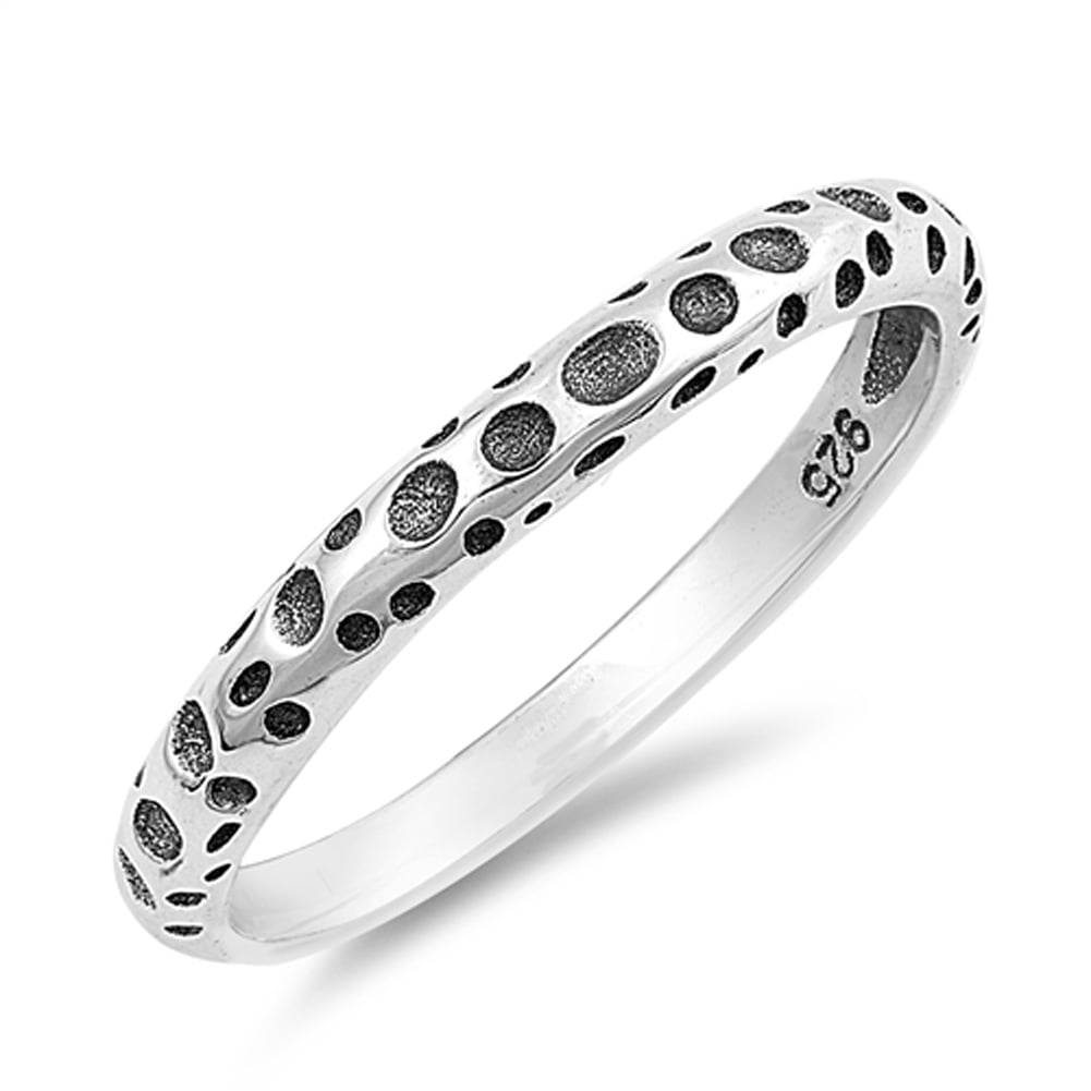 Spotted Bubble Oxidized Stackable Midi Ring .925 Sterling Silver Band ...