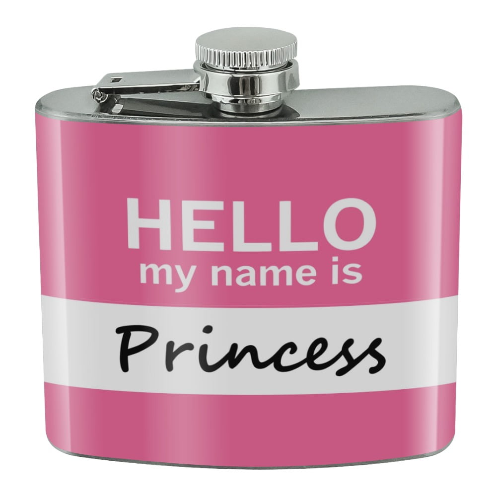 Princess Hello My Name Is Stainless Steel 5oz Hip Drink Kidney Flask ...