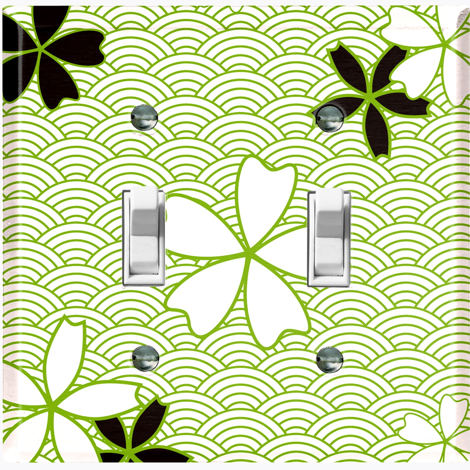 Metal Light Switch Plate Cover Japanese Flower Pattern Green Wallpaper ...