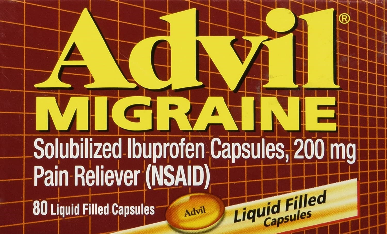 Advil Migraine Pain Reliever Liquid Filled Capsules 80 Capsules (Pack ...