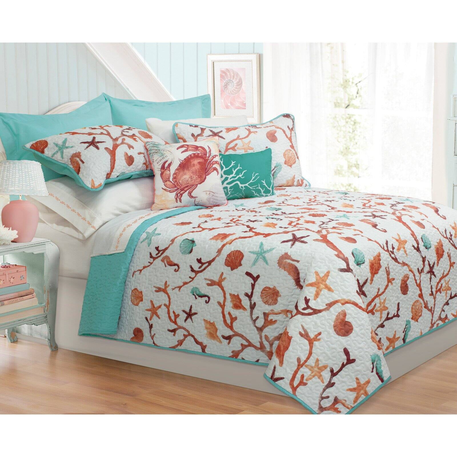 Ocean Club Coral Quilt Set by Safdie and Co - Walmart.com