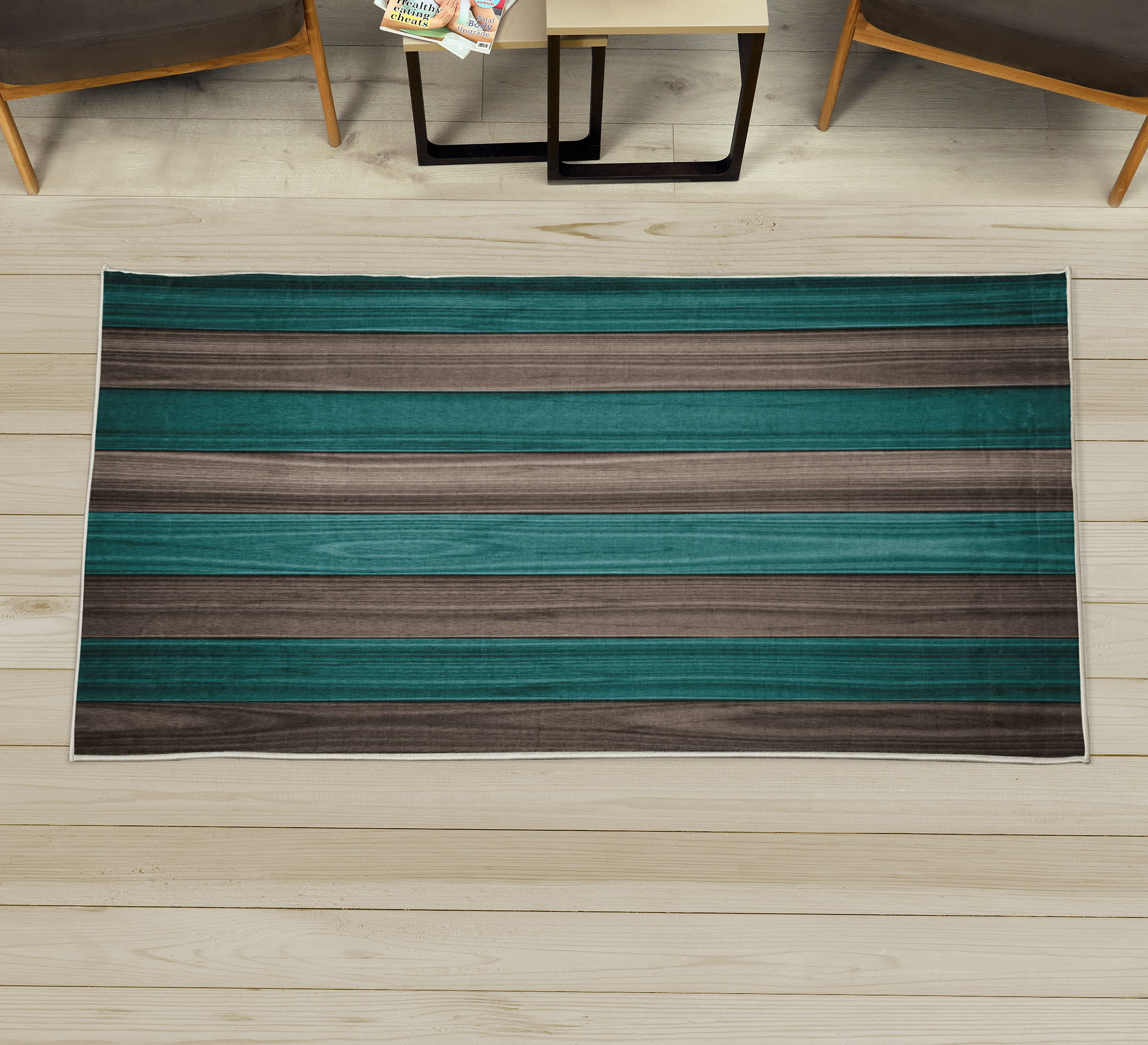 Rustic Decorative Rug, Vertical Wooden Planks Image Cottage Cabin Life ...