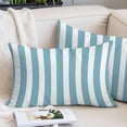 Aqua Striped Lumar Pillow Covers, Modern Farmhouse Blue White Stripes ...