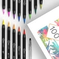 GenCrafts Watercolor Art Brush Pens Set, 100 Colors, Real Brush Tips ...