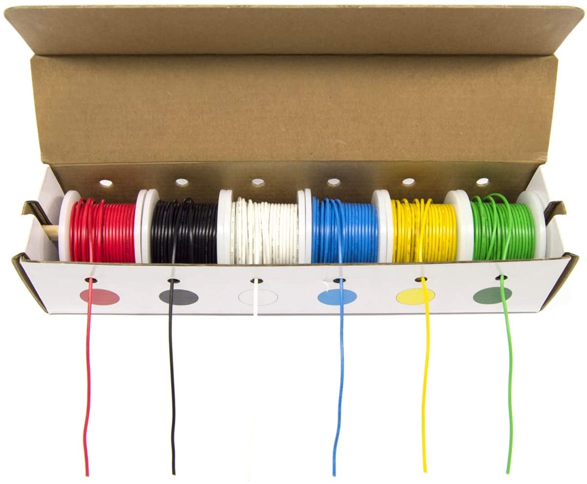 20 Gauge Solid Hook Up Wire Kit (6 Different Colored 25 Foot Spools ...
