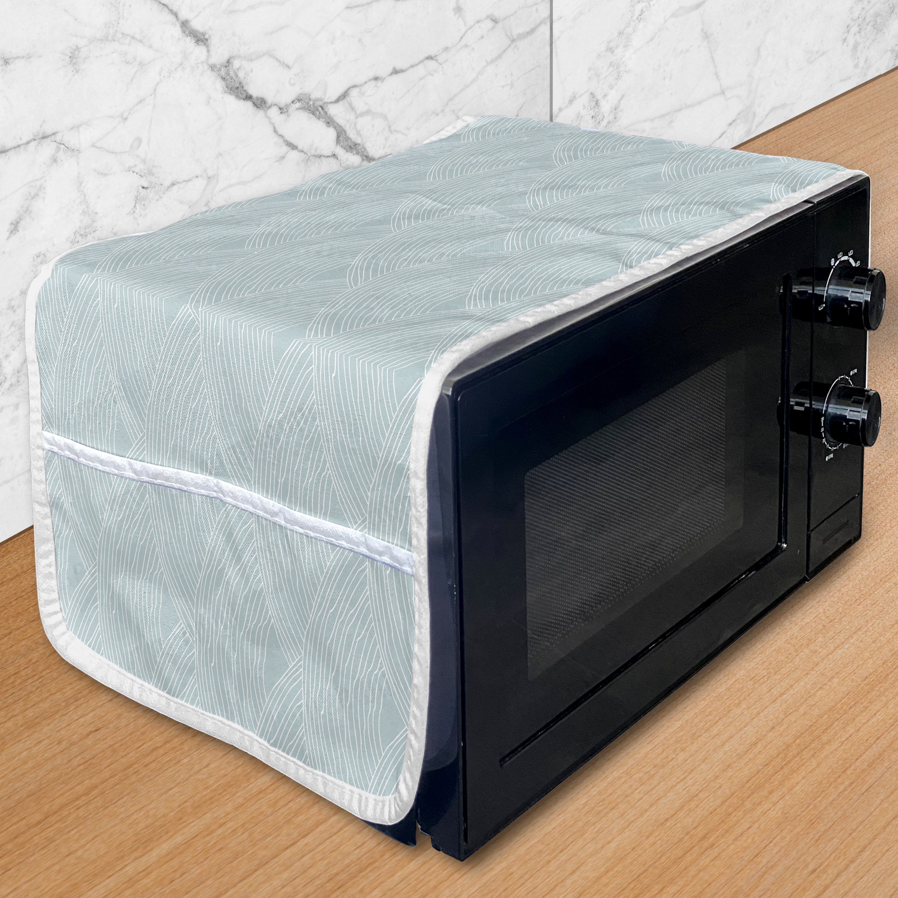 Fish Scale Microwave Oven Cover, Hand Drawn Doodle Style Waving Lines ...