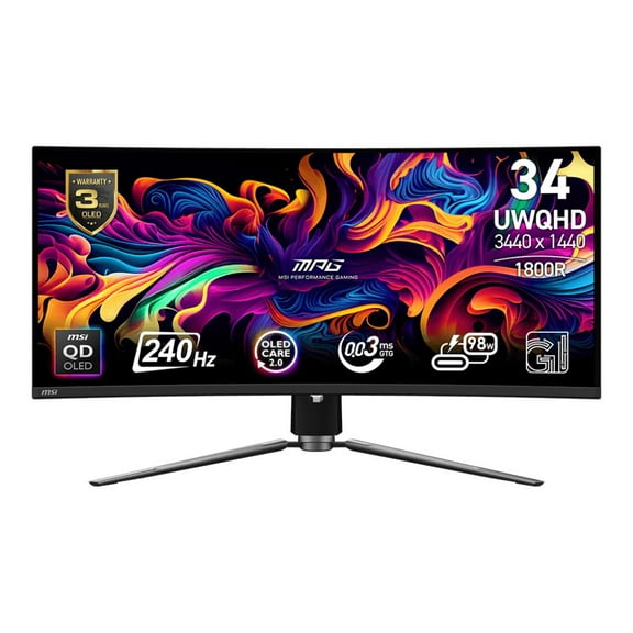 "MSI MPG QD-OLED 49"" Curved 144Hz UltraWide Gaming Monitor with ...
