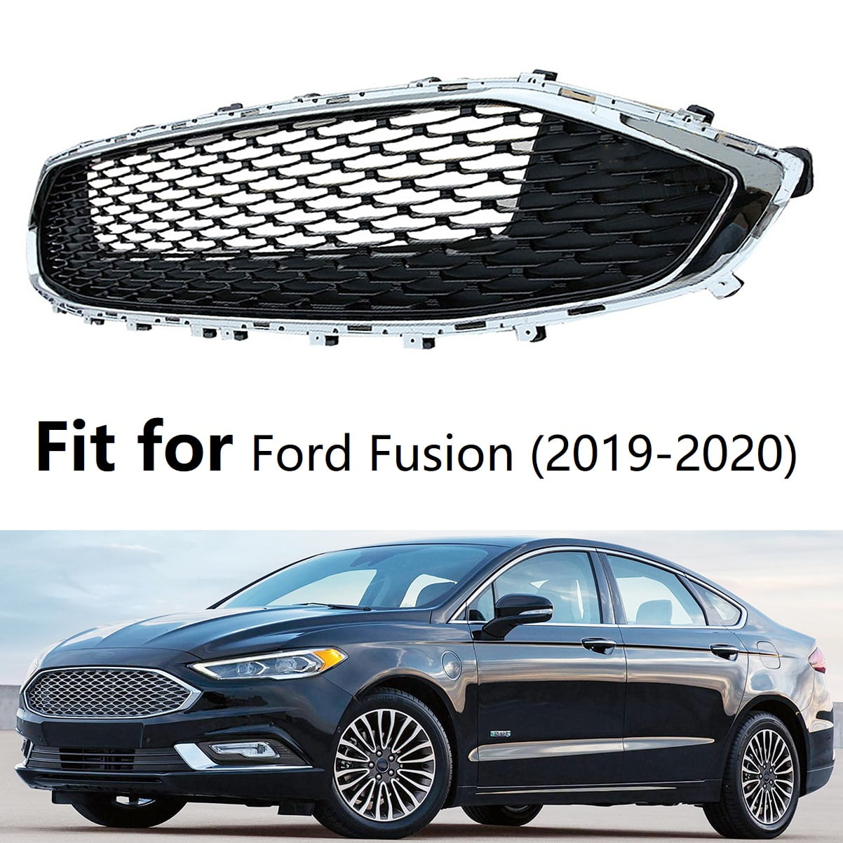 Front Grill Chrome & Black Grille Fit for Ford Fusion (2019-2020 ...