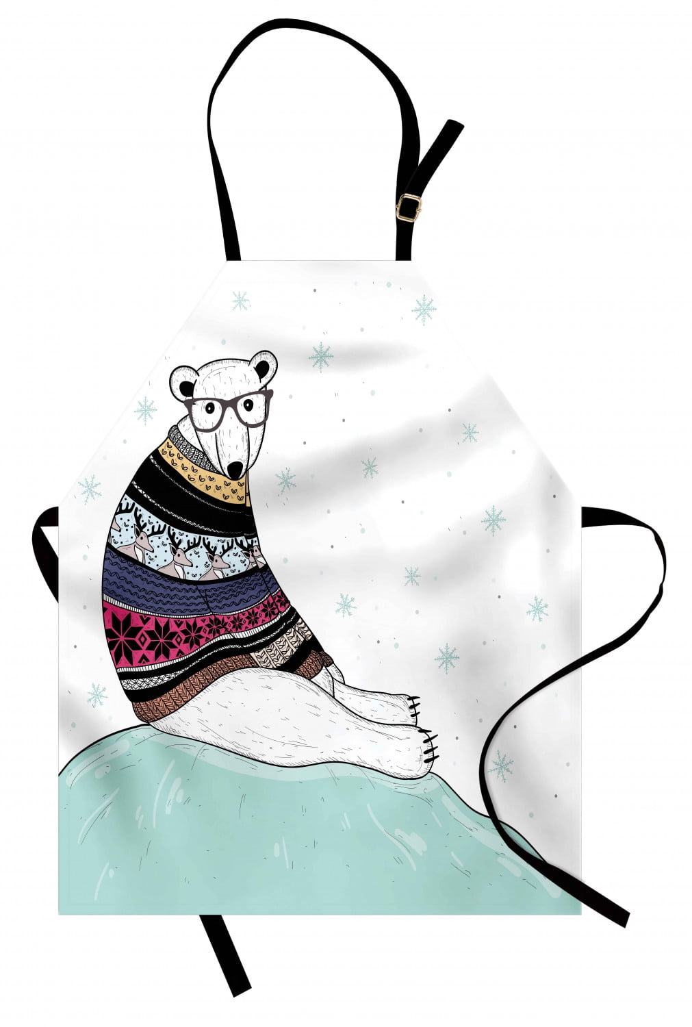 Bear Apron Hipster Polar Bear with Fair Isle Style Sweater Sitting on ...