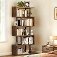 DWVO 6-Tier S-Shaped Bookshelf , Geometric Tall Bookcase Wooden, Open ...
