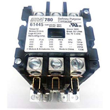 MARS - 61445 Screw Terminal-Contactor 3 Pole 40 Amp 24V | Walmart Canada