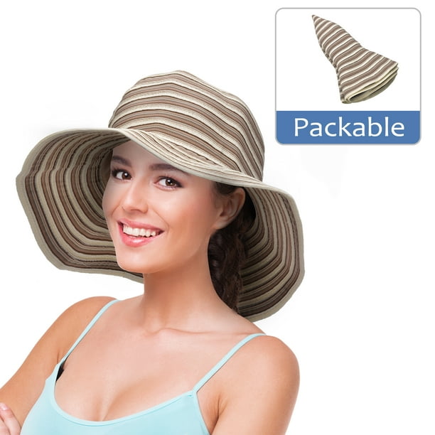 Women Floppy Sun Hats W Wide Brim Summer Beach Uv Protection Foldable