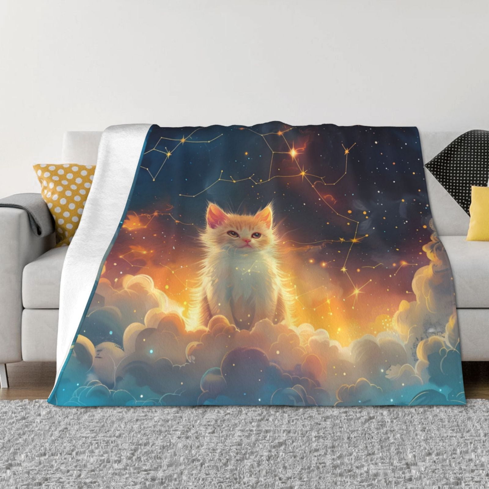 Click here for Naloa Starry Sky Constellation Cat Print Flannel F... prices