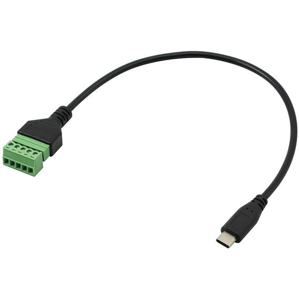 Qaoquda USB Type C Male to 5 Pin Screw Terminal Female Solderless Bolt ...