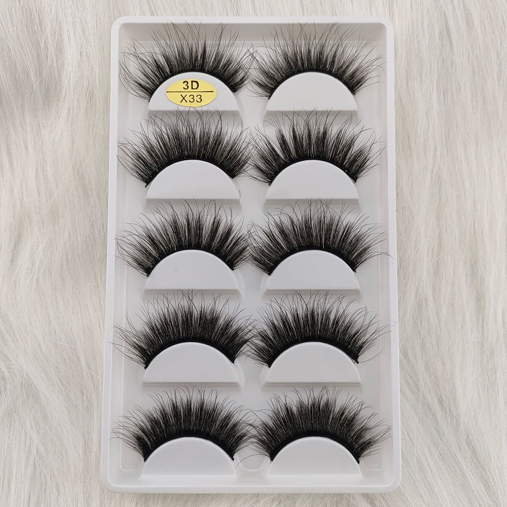 5 Pairs Natural 8D Eyelashes Wispy Fluffy Long Manga Eyes for Dating ...