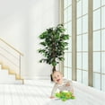 Free Shipping! Costway 4 Feet Artificial Ficus Silk Tree Wood Trunks ...