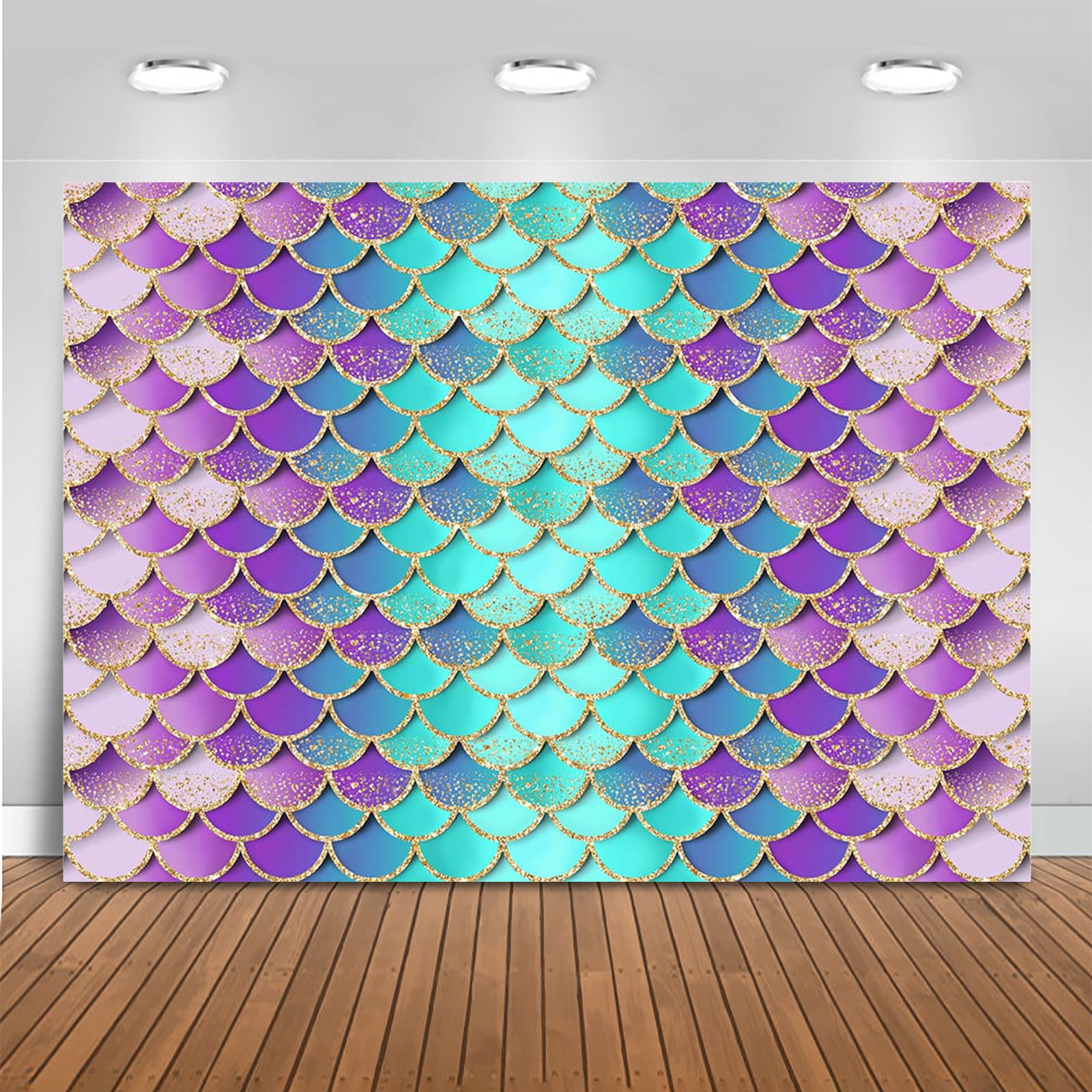Mocsicka Mermaid Birthday Backdrop Glitter Mermaid Scales Backdrops ...