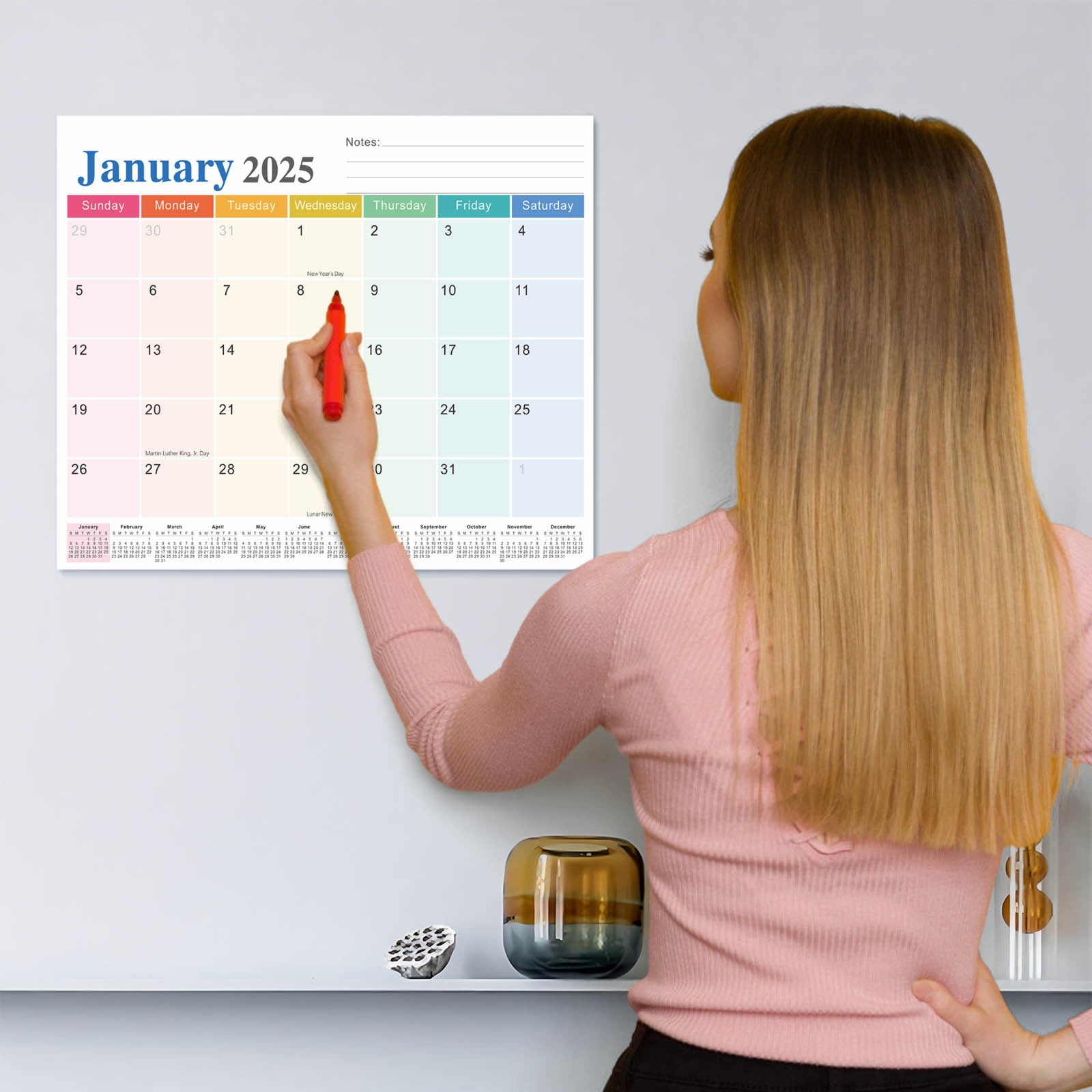 Aqestyerly Calendrier Mural 25-26 18 Mois Version Simplifiée Agenda ...