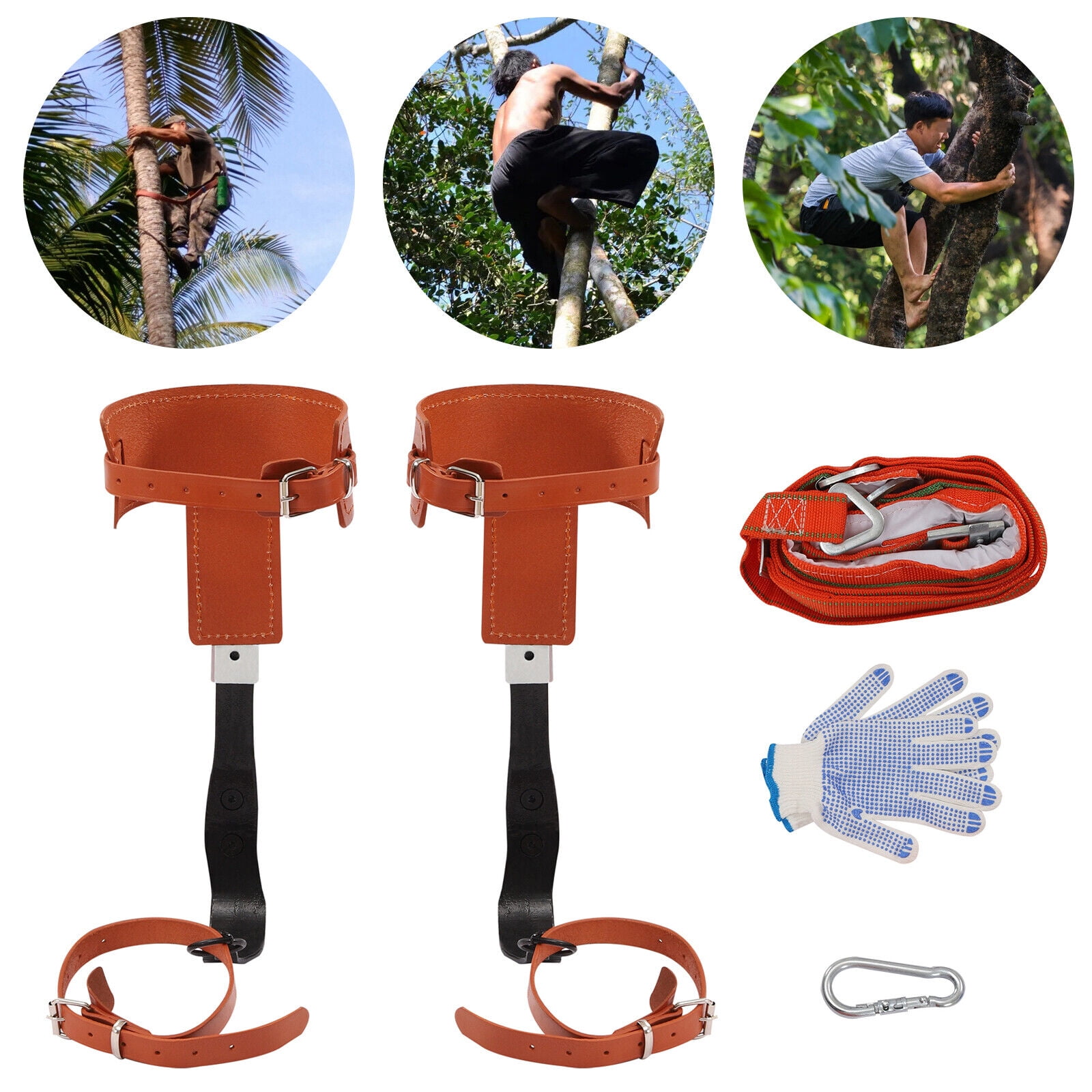 Tree Climbing Spike Set Adjustable Belt W/ Safety Belt Rope Thicker ...
