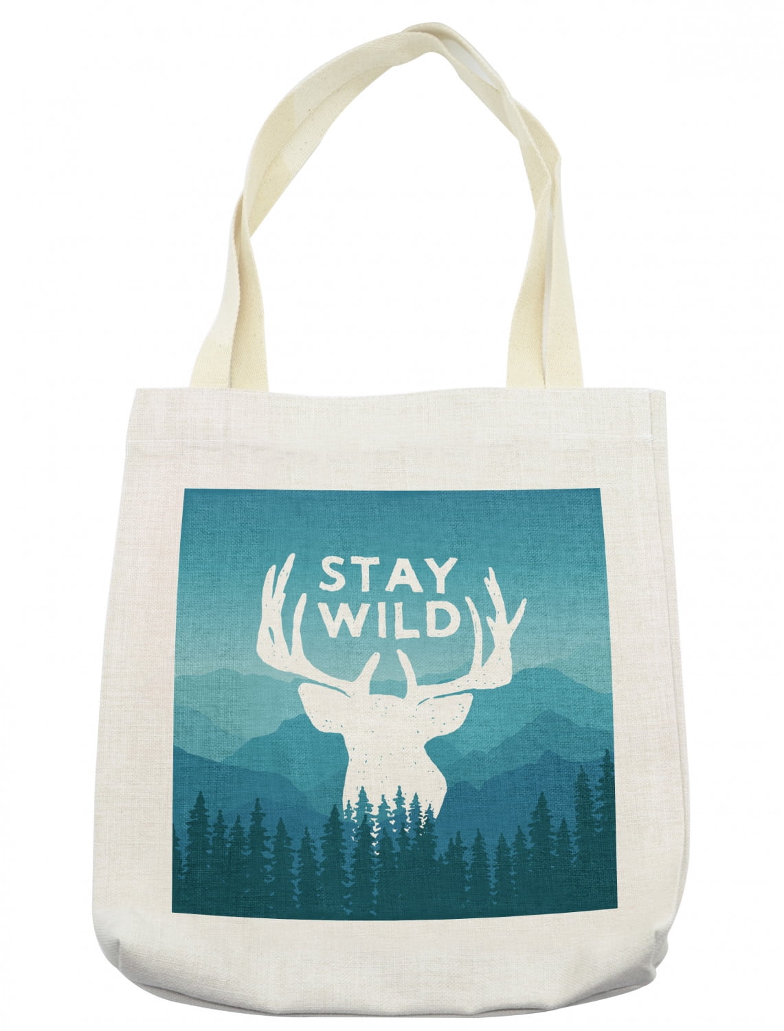 Adventure Tote Bag, Wilderness Themed Stay Wild Words Scenic Mountain ...