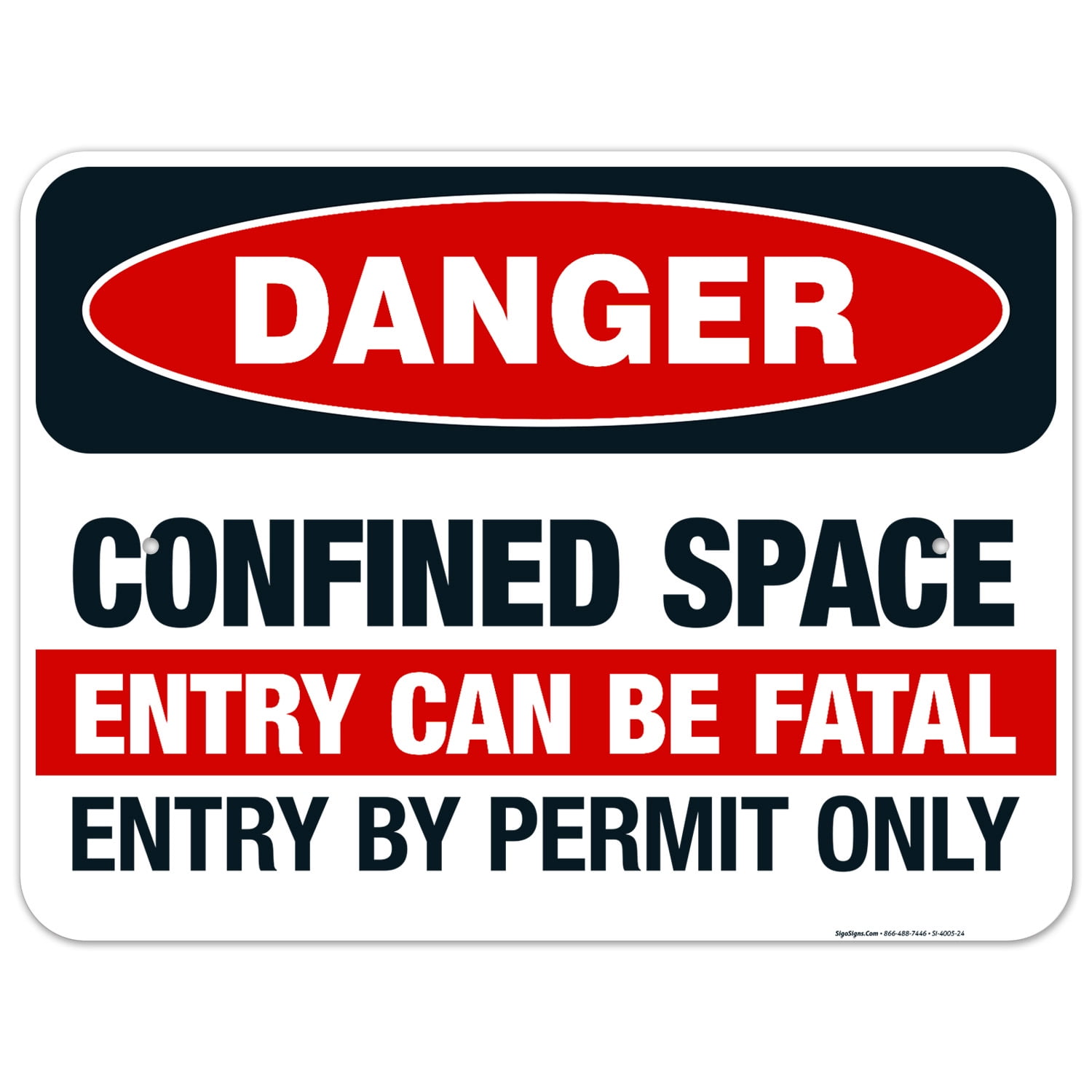 Danger Confined Space Entry Can Be Fatal Entry By Permit Only Sign ...
