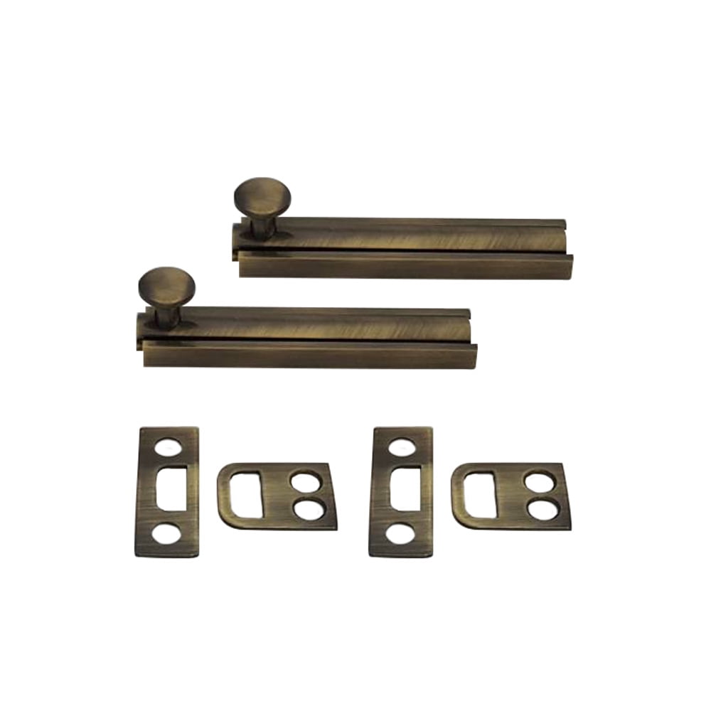 QCAA Solid Brass Surface Bolt 3", Antique Brass Brushed, Made in Taiwan, 2 Pack - Walmart.com