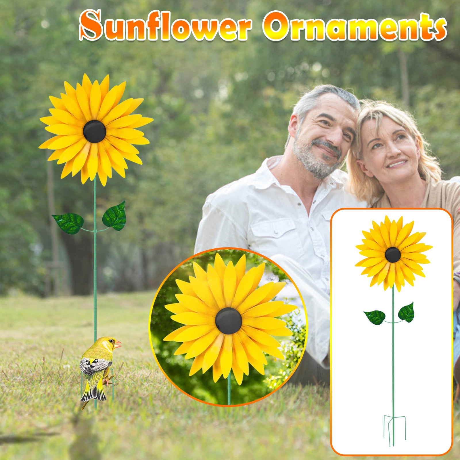 Yellow Stainless Steel Sunflower Windmill Garden Art Garden Decoration ...