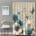 Bathroom Shower Curtain Retro Tulip Pastoral Butterfly Waterproof ...