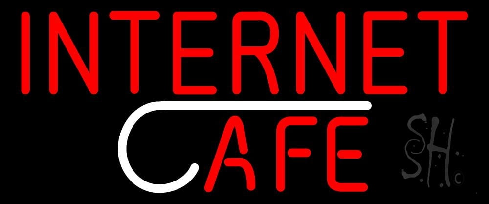 Red Internet Cafe LED Neon Sign 6 x 15 - inches, Clear Edge Cut Acrylic ...