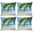 Beach Coastal Pillow Covers Set of 4, Starfish Palm Tree Sky Tropical ...