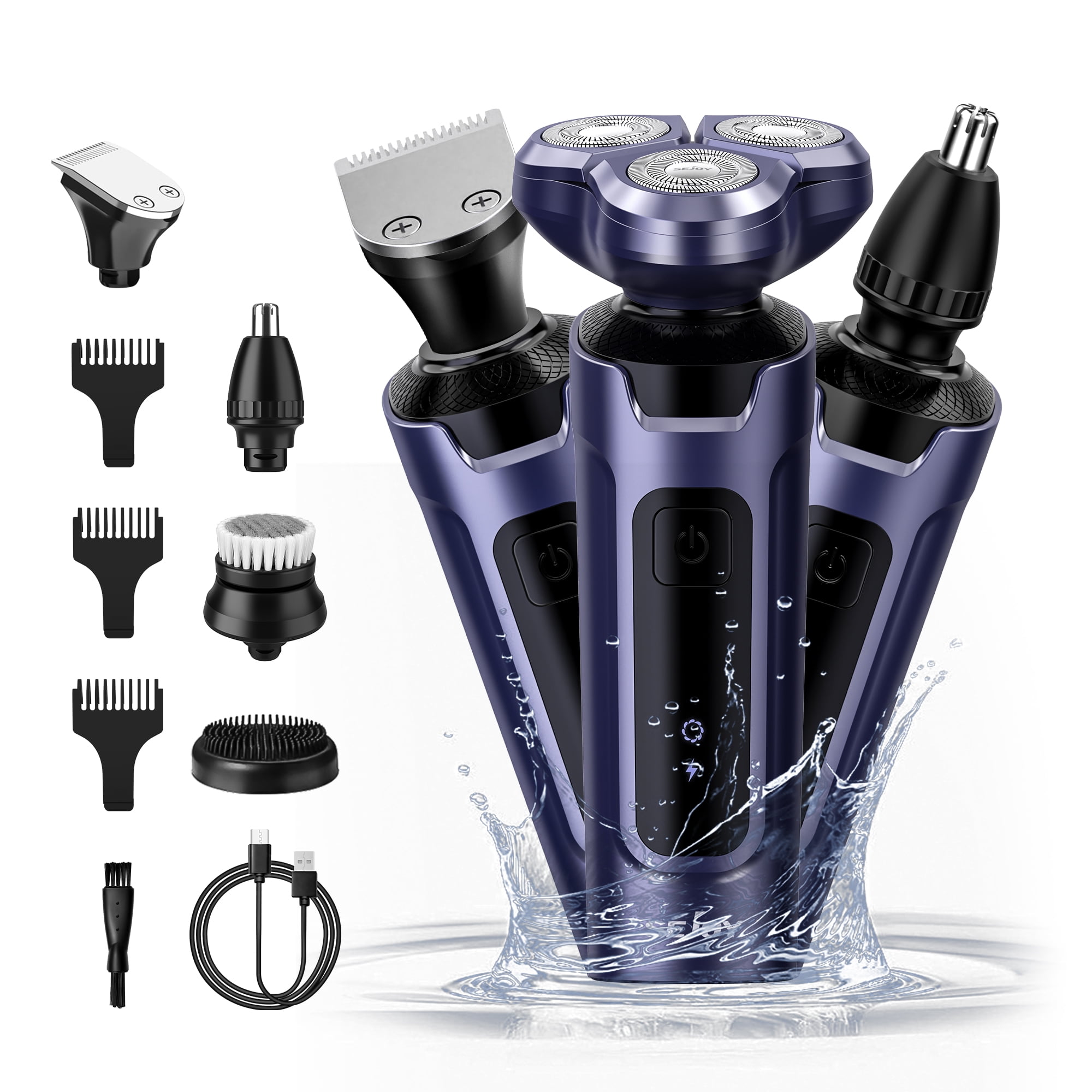 Sejoy Men's Electric Shaver, 5 in 1 Rotary Razor Trimmer, Cordless ...