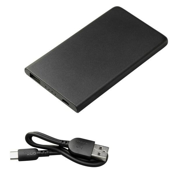 onn. 4000 mAh 1-Port Ultra Slim Power Bank with 1 Extra Charge, USB-A ...