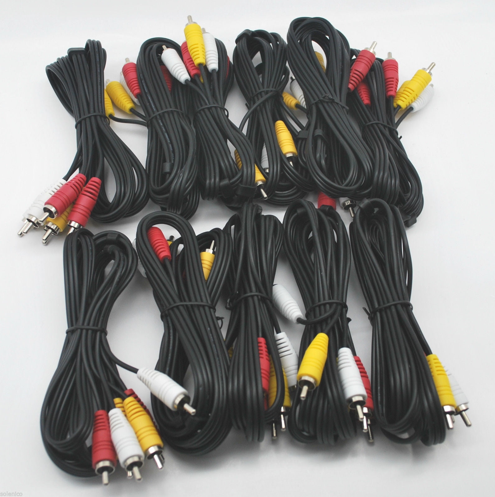 LOT OF 10 NEW 6 Ft RCA AUDIO/VIDEO COMPOSITE CABLES DVD/VCR/SAT YELLOW ...