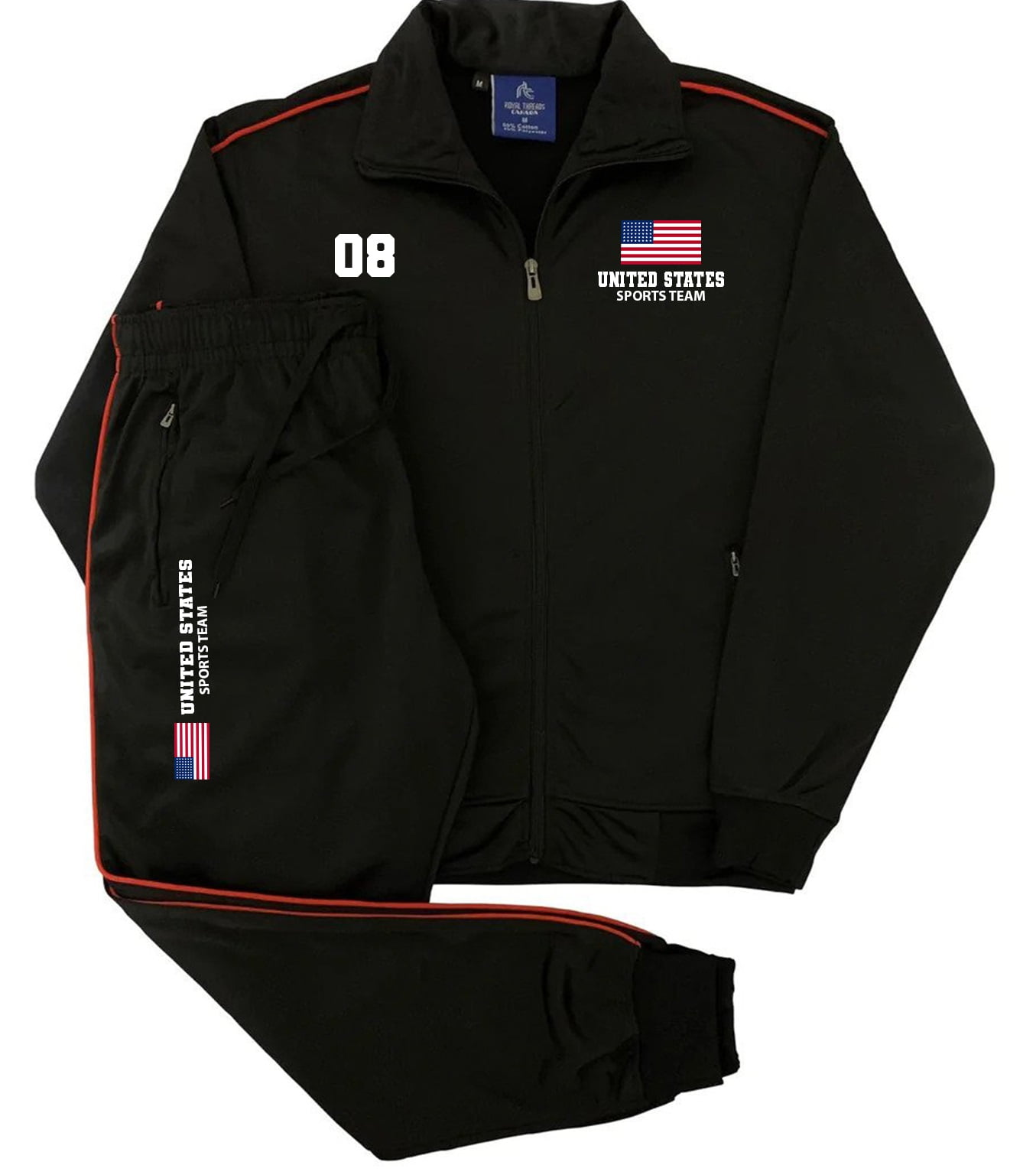 Men Tracksuit USA Sports Team Flag Print Top and Bottom Outfit ...