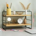 Desktop Shelf Organizer, Small Wood Countertop Bookshelf Adjustable ...