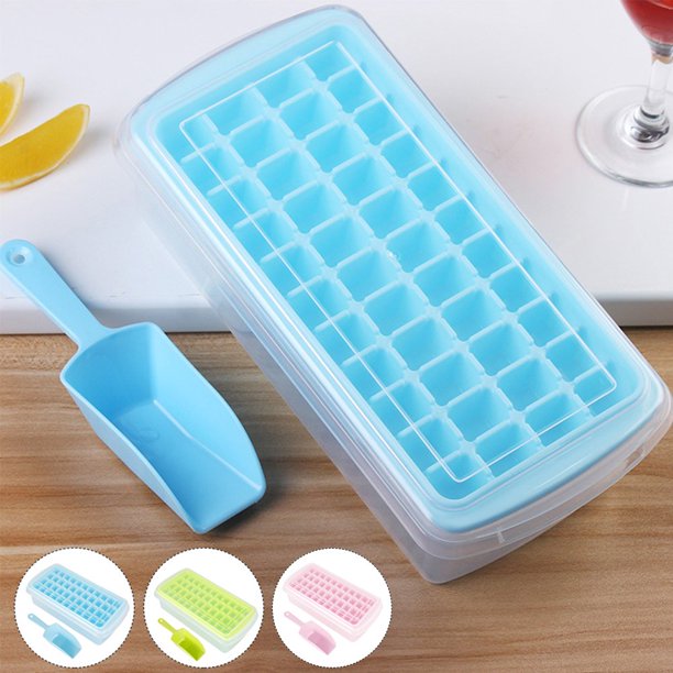 Ice Cubes Trays with Lid Mold 44 Grids Containers Easy Release Reusable Ice Cubes Maker Creative ...