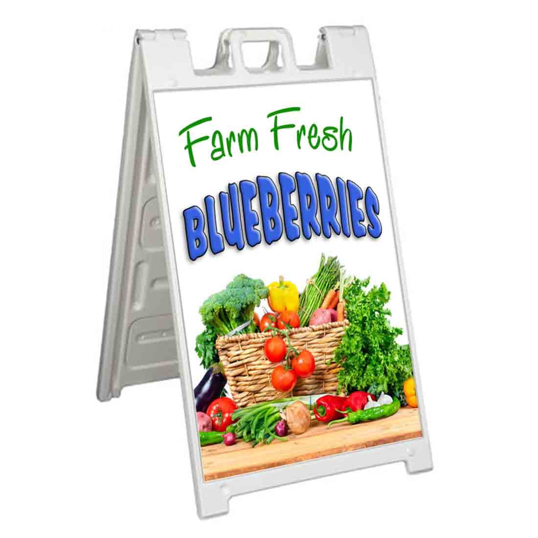 Farm Fresh Blueberries (24" X 36") Standard A-Frame Signicade, Includes ...